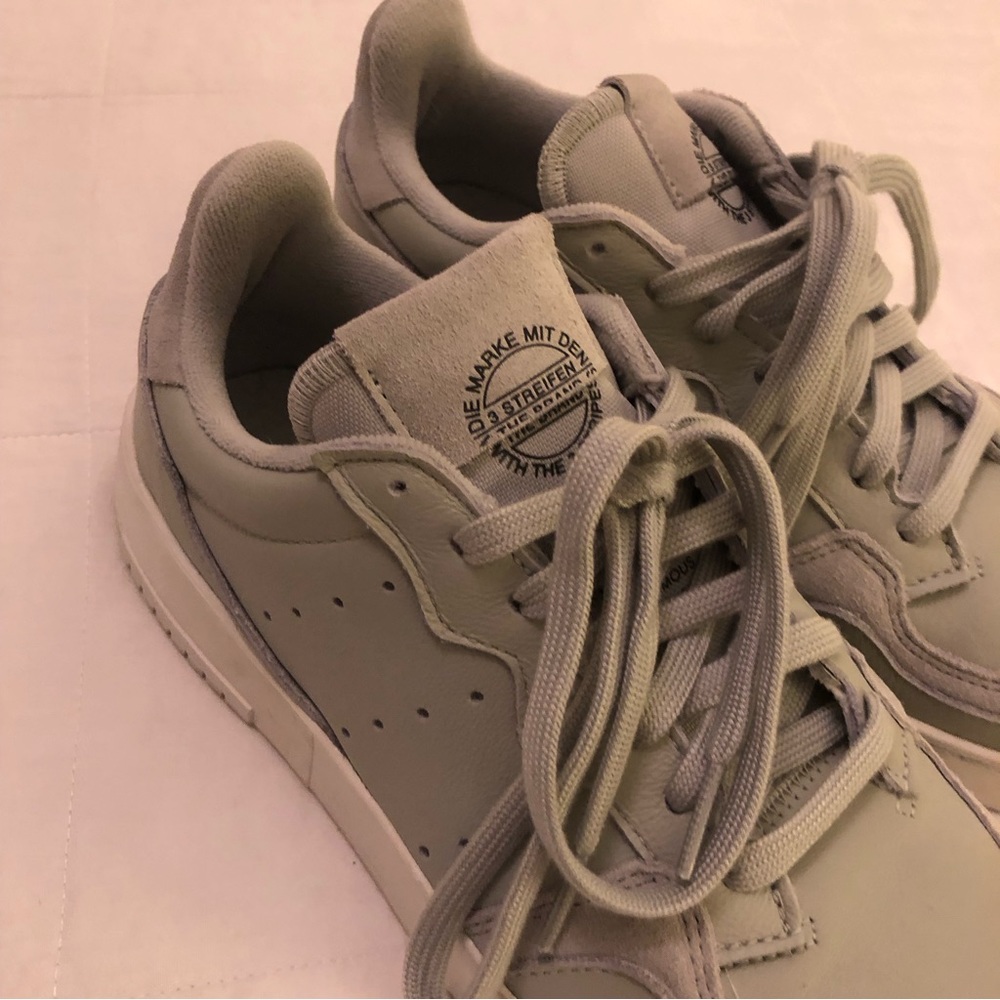 Adidas Sage Green Platform Leather Sneakers, Euc - Gem